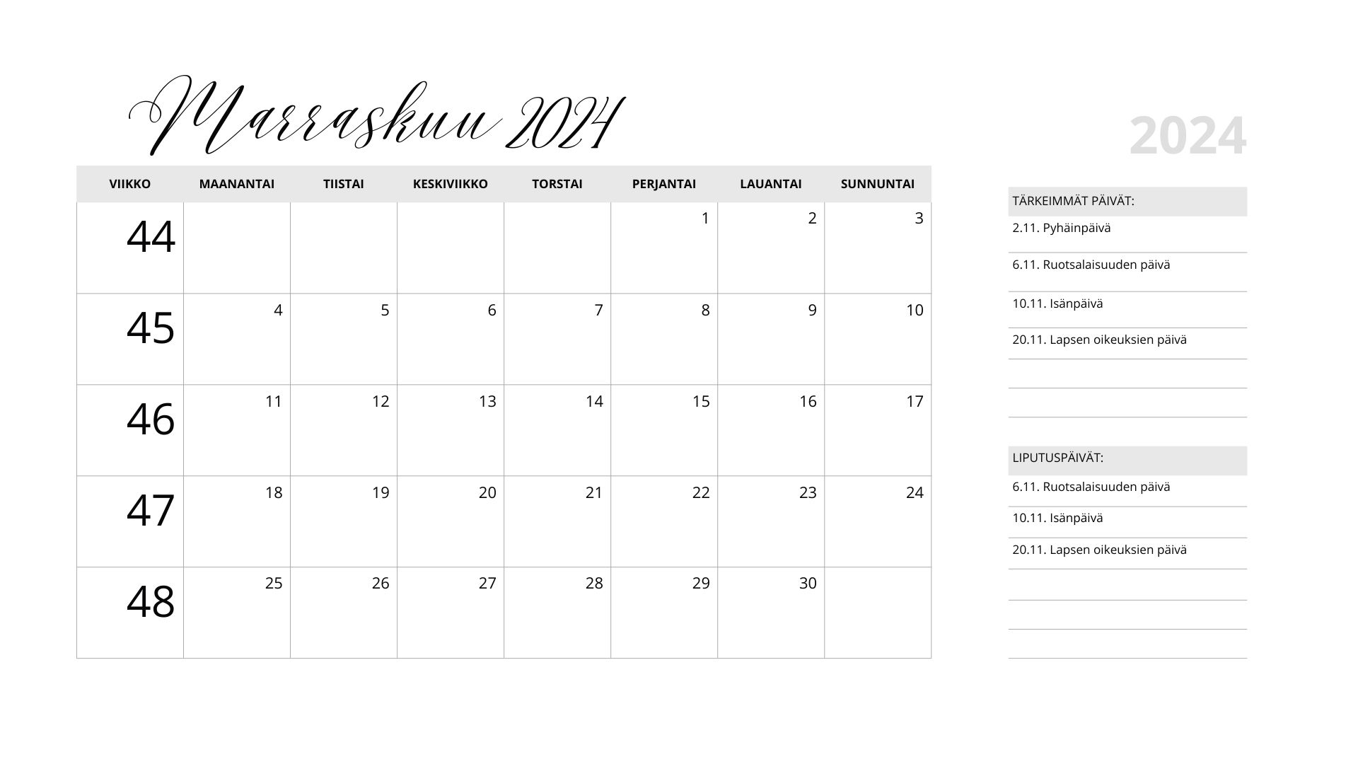 Viikkonumerot - Viikkokalenteri